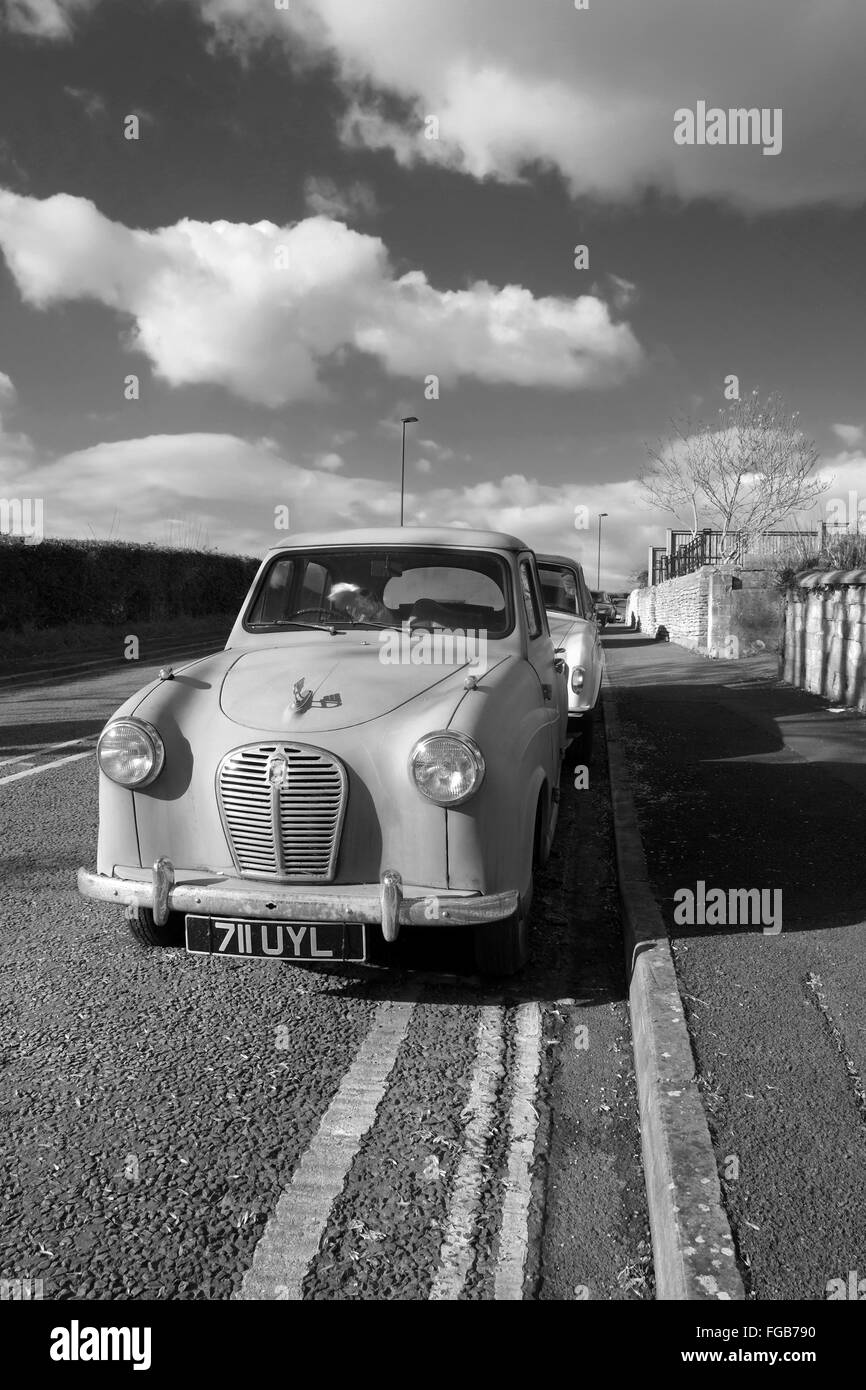 Austin A30 classic car from the early 1950's parked on the roadside in ...