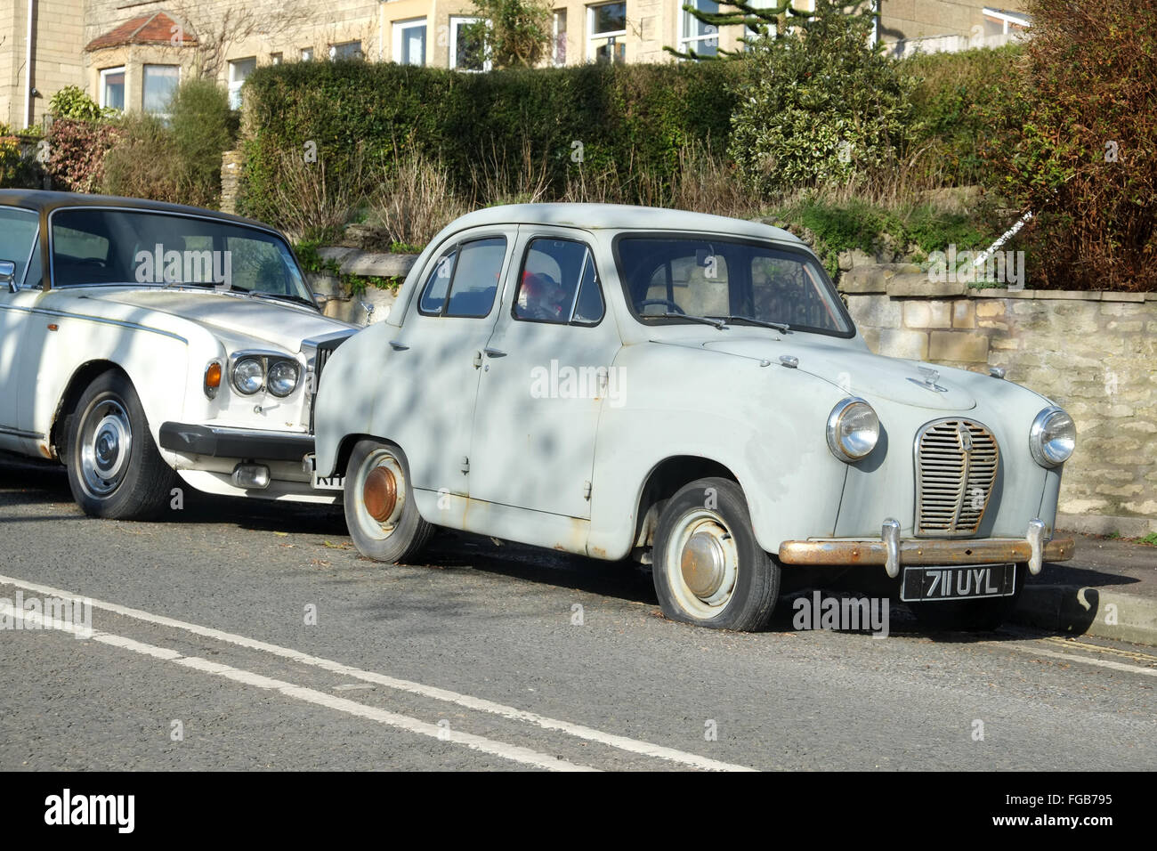 Austin A30 classic car from the early 1950's parked on the roadside in ...