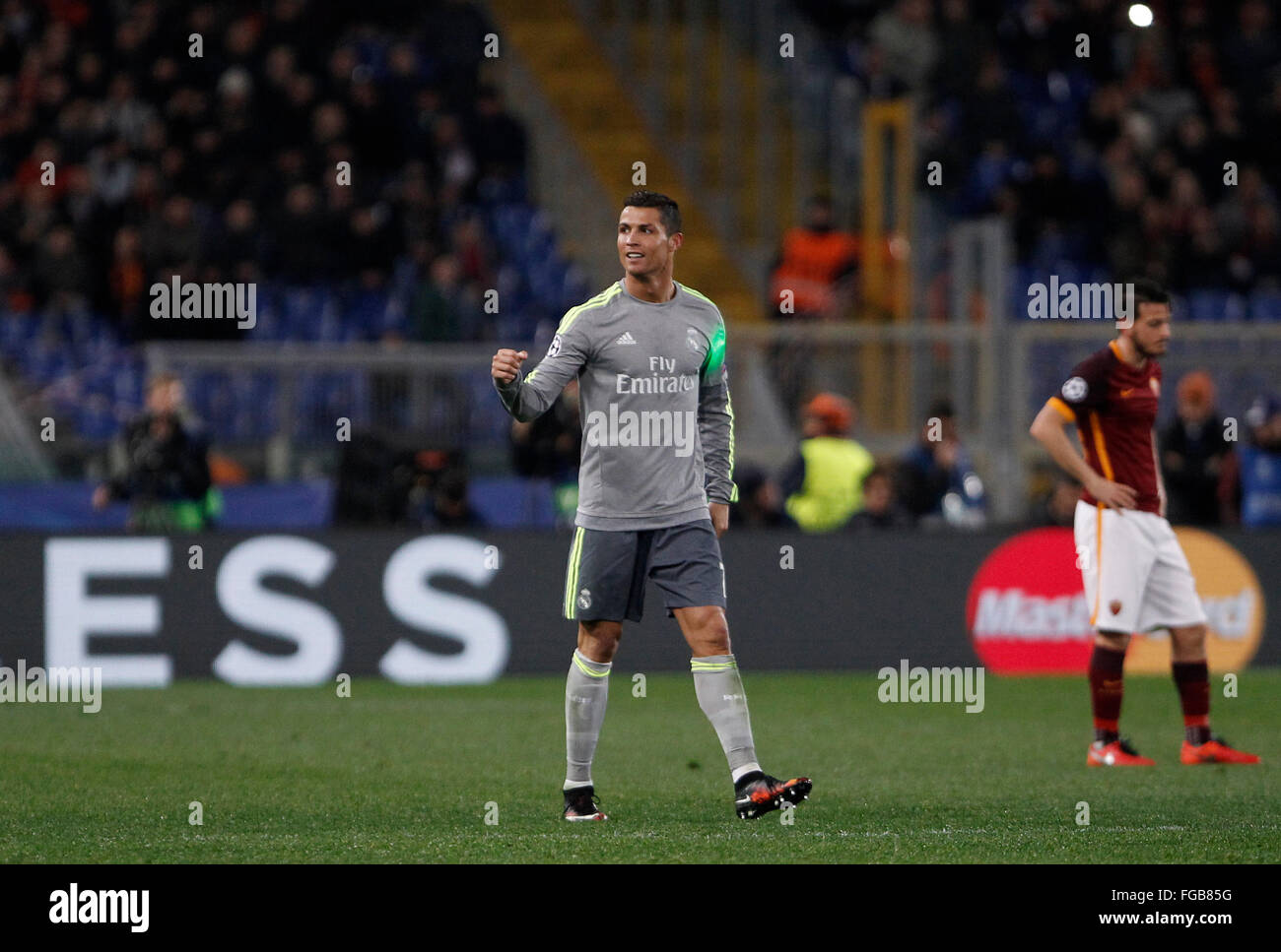 Rome, Italy. 17th Feb, 2016. Real MadridÕs Cristiano Ronaldo celebrates ...