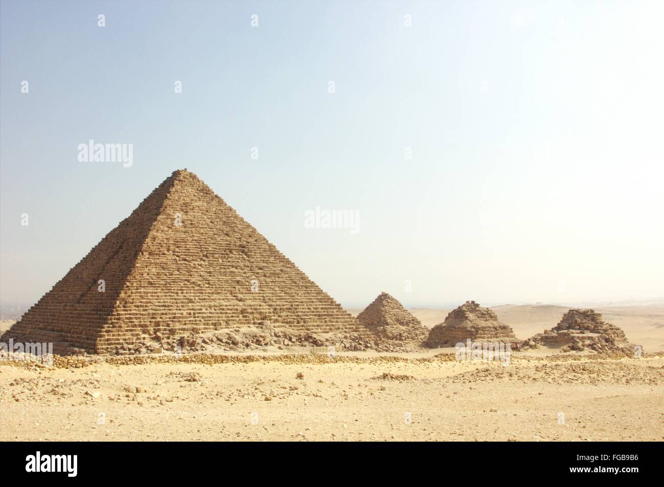 View Of Pyramids At Desert Stock Photo - Alamy