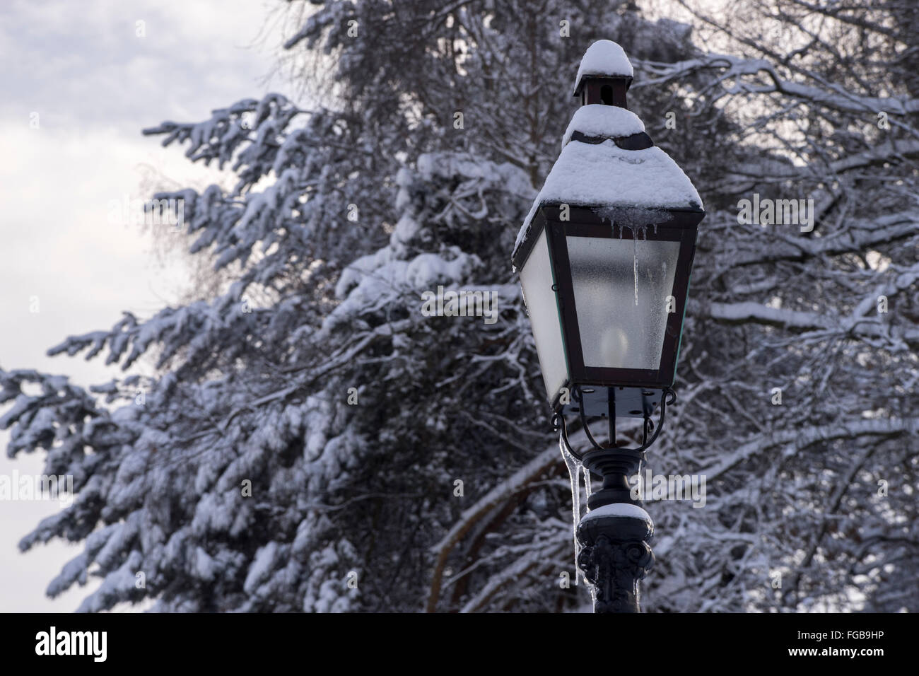 Light pole at winter Stock Photo - Alamy