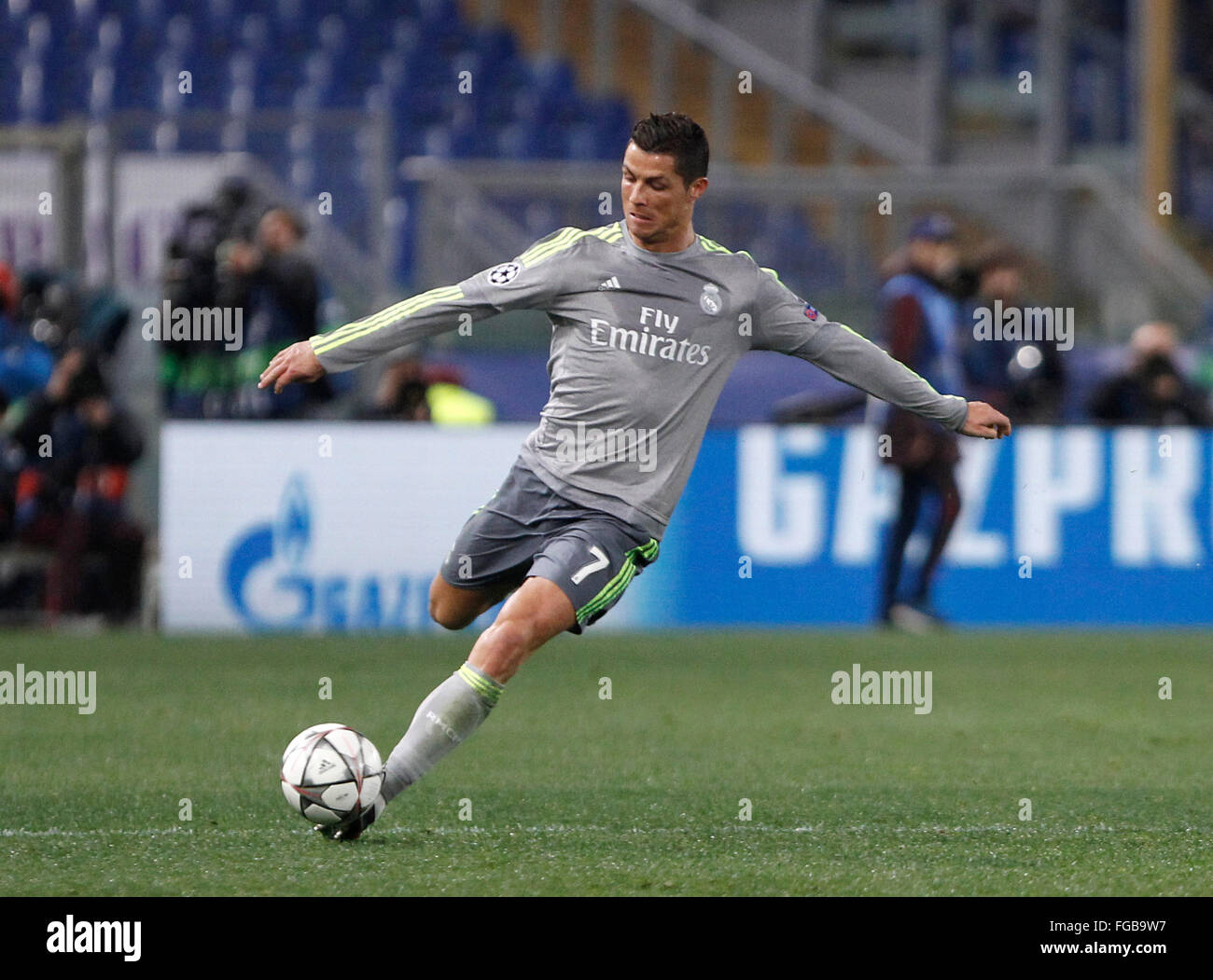 Rome, Italy. 17th Feb, 2016. Real MadridÕs Cristiano Ronaldo in action ...