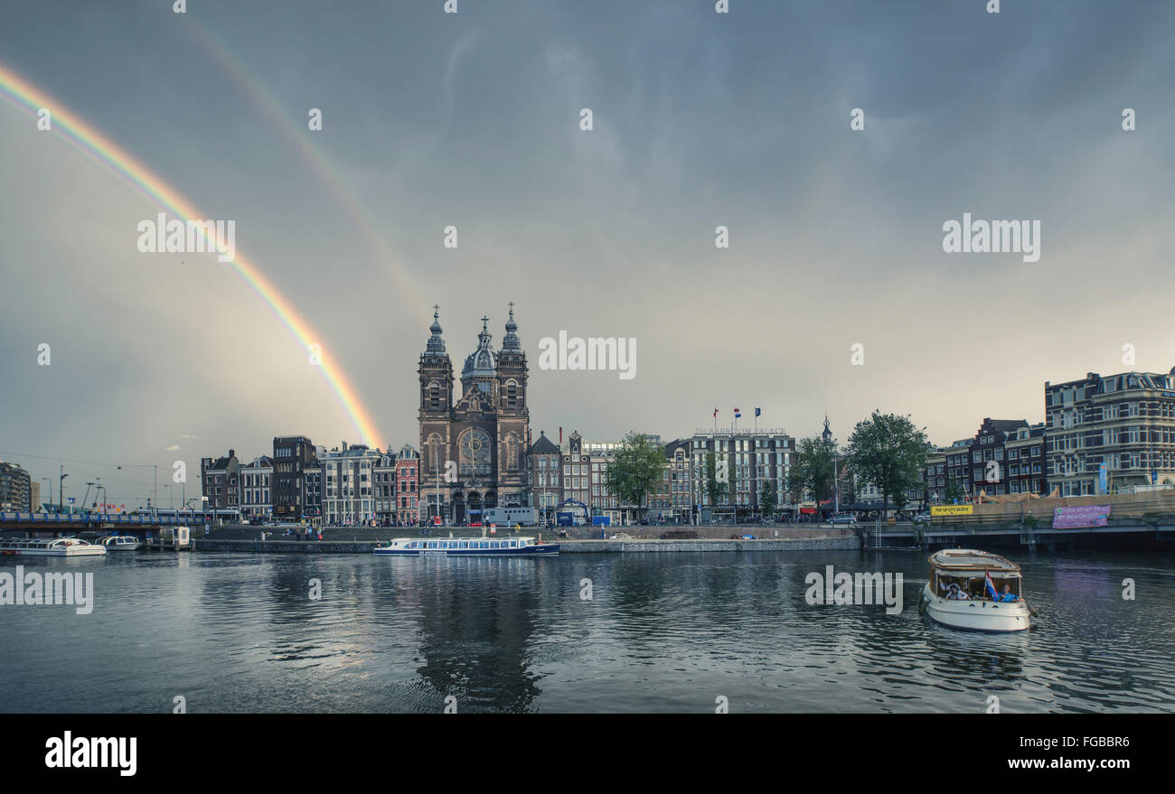 Rainbow over church hi-res stock photography and images - Alamy