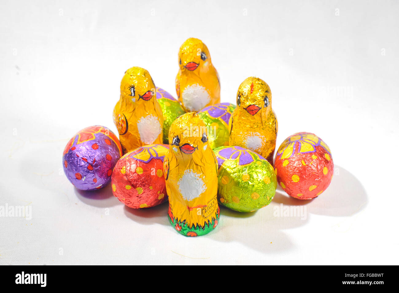 an Easter chick with Easter eggs Stock Photo - Alamy