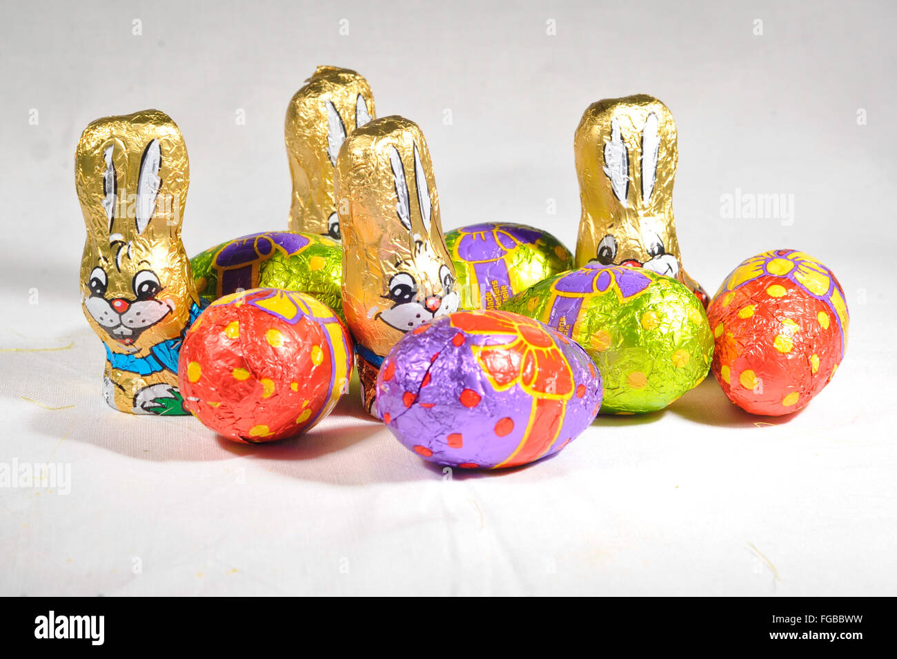 an Easter bunny with Easter eggs Stock Photo - Alamy