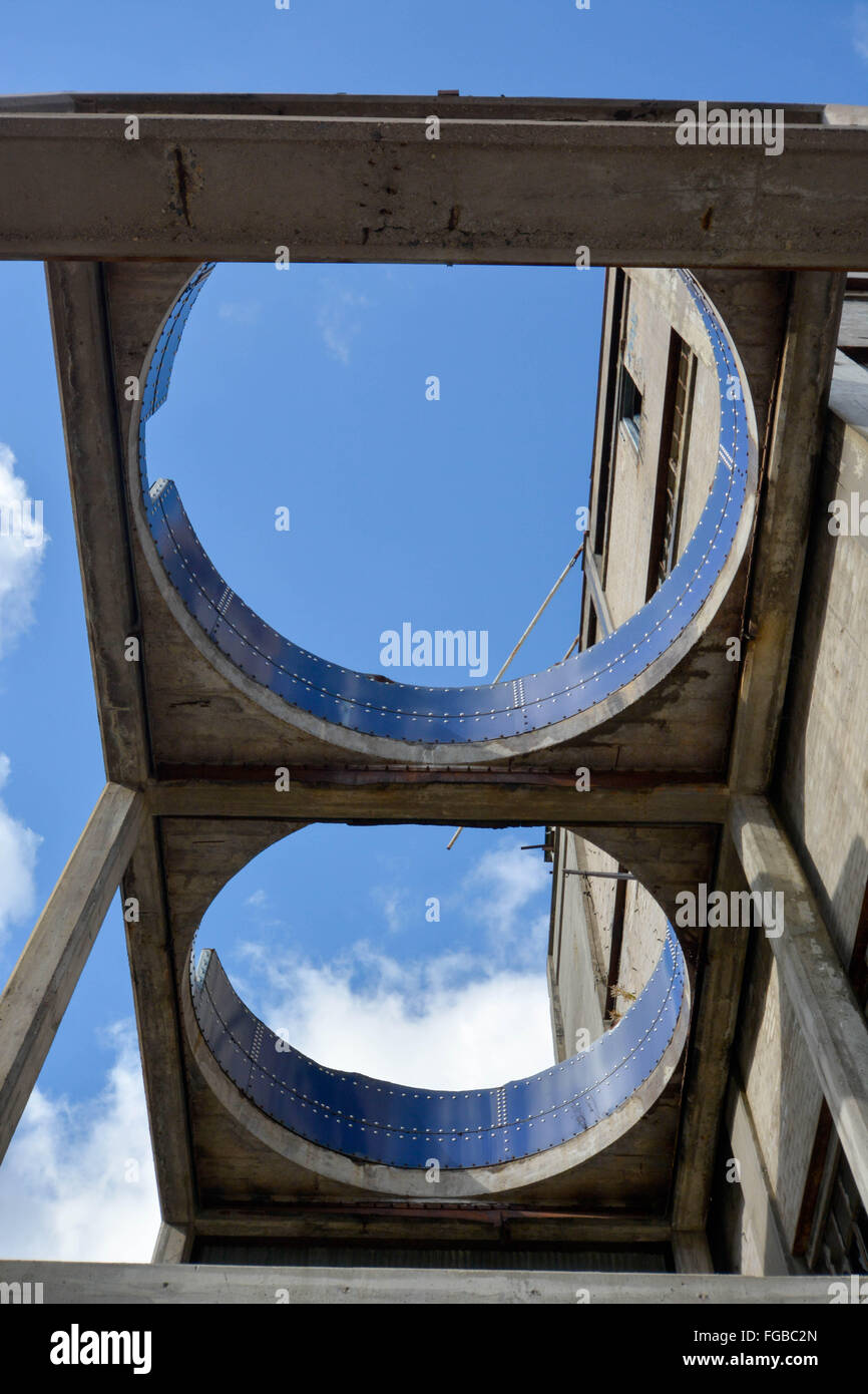 Low Angle View Of Broken Skylight In Old Building Stock Photo - Alamy