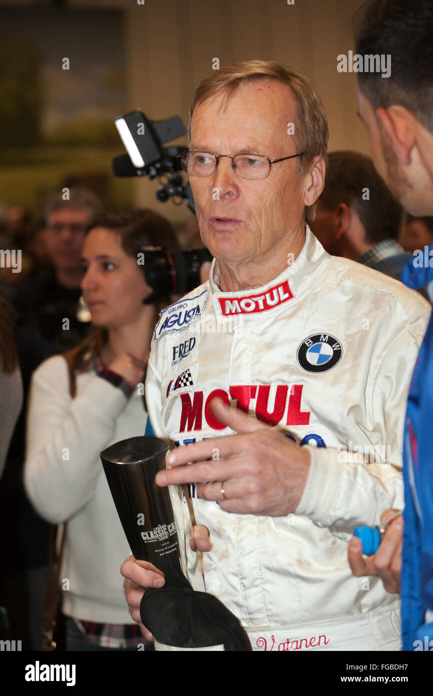Ari Vatanen with his award, at The London Classic Car Show 2016 Stock ...