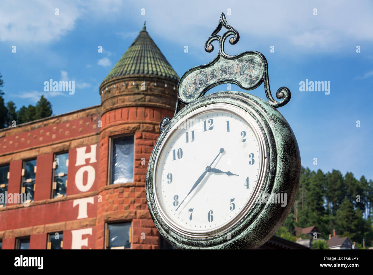 Old historic clock in the old west town of Deadwood, South Dakota Stock ...
