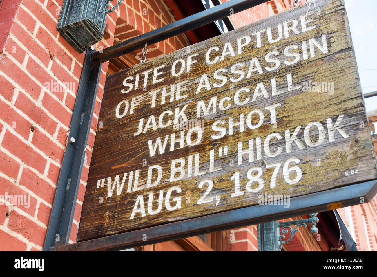Sign marking the site where Jack McCall was captured after murdering ...