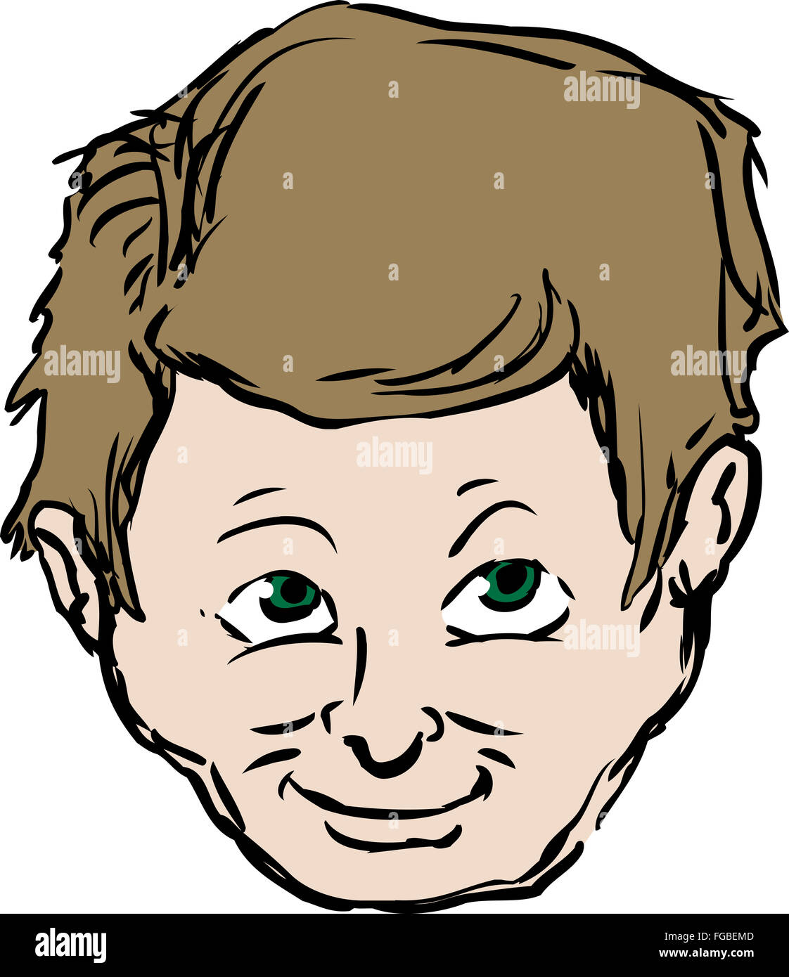 Outline of face of grinning man over isolated white background Stock ...