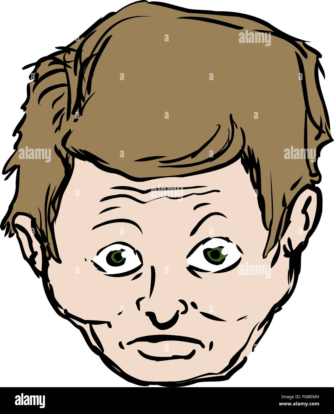 Isolated single male face with surprised or startled expression Stock ...