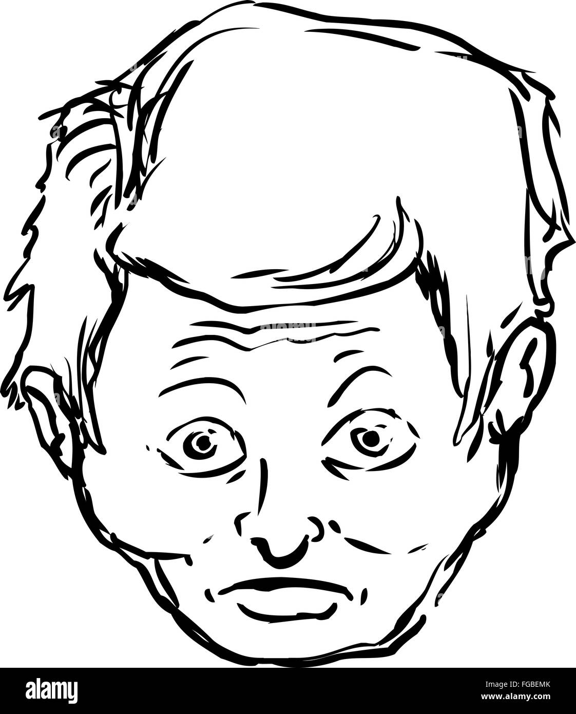 Isolated single male face with surprised or startled expression Stock ...