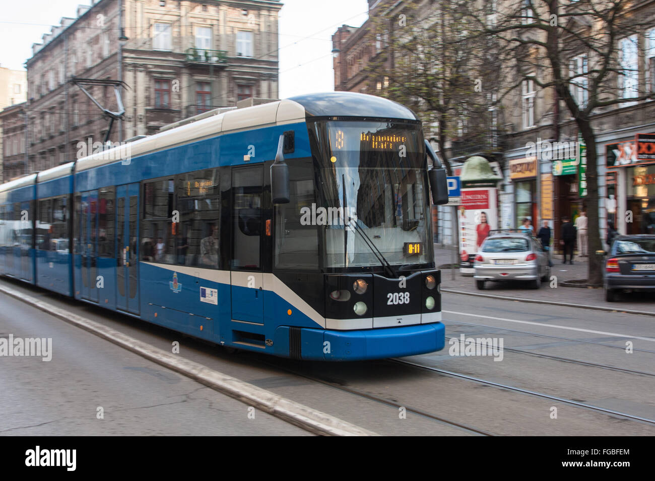 Trams in Old Town of Krakow,Poland Stock Photo - Alamy