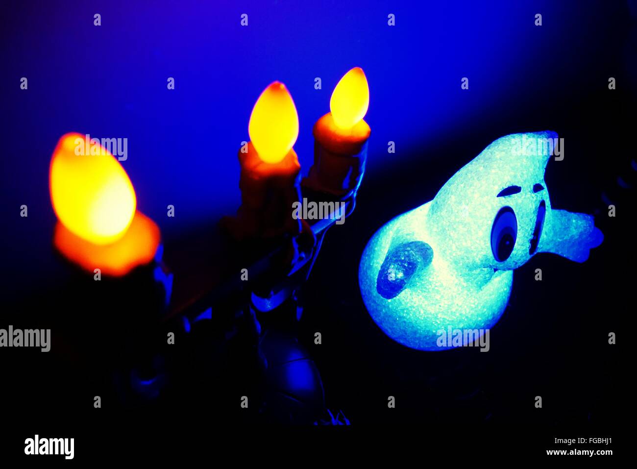 Illuminated Lights And Ghost During Halloween Stock Photo - Alamy
