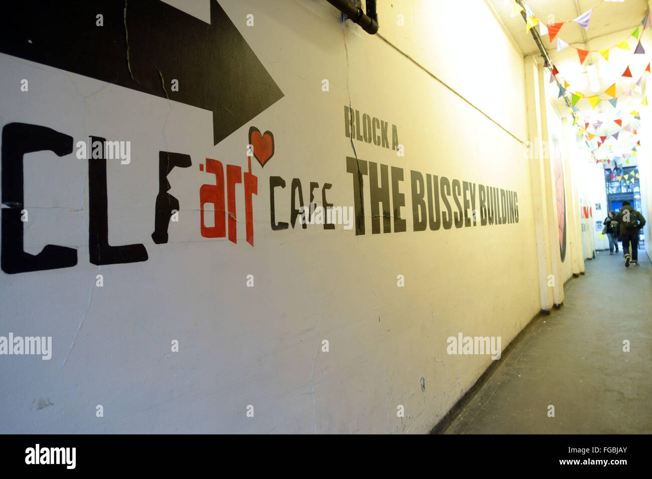 Entrance to the Bussey Building arts centre in Peckham, South London ...