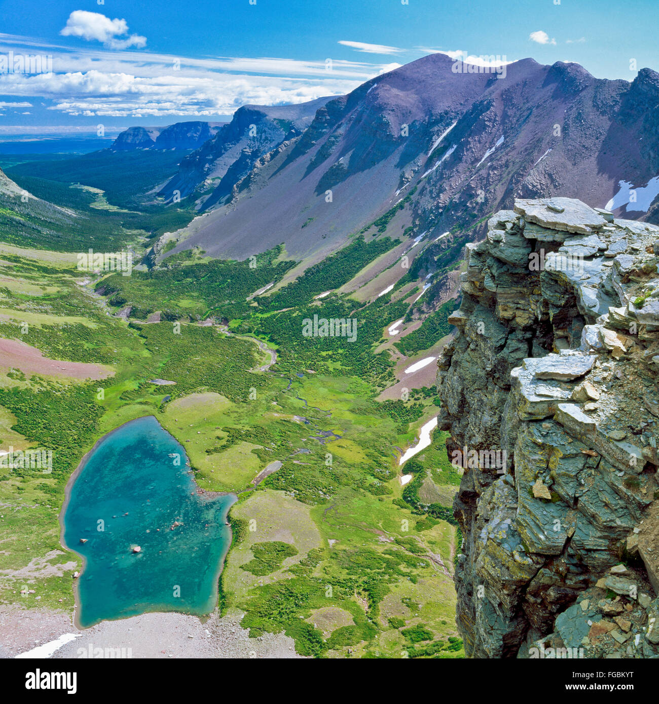 boulder creek valley viewed from siyeh pass in glacier national park ...