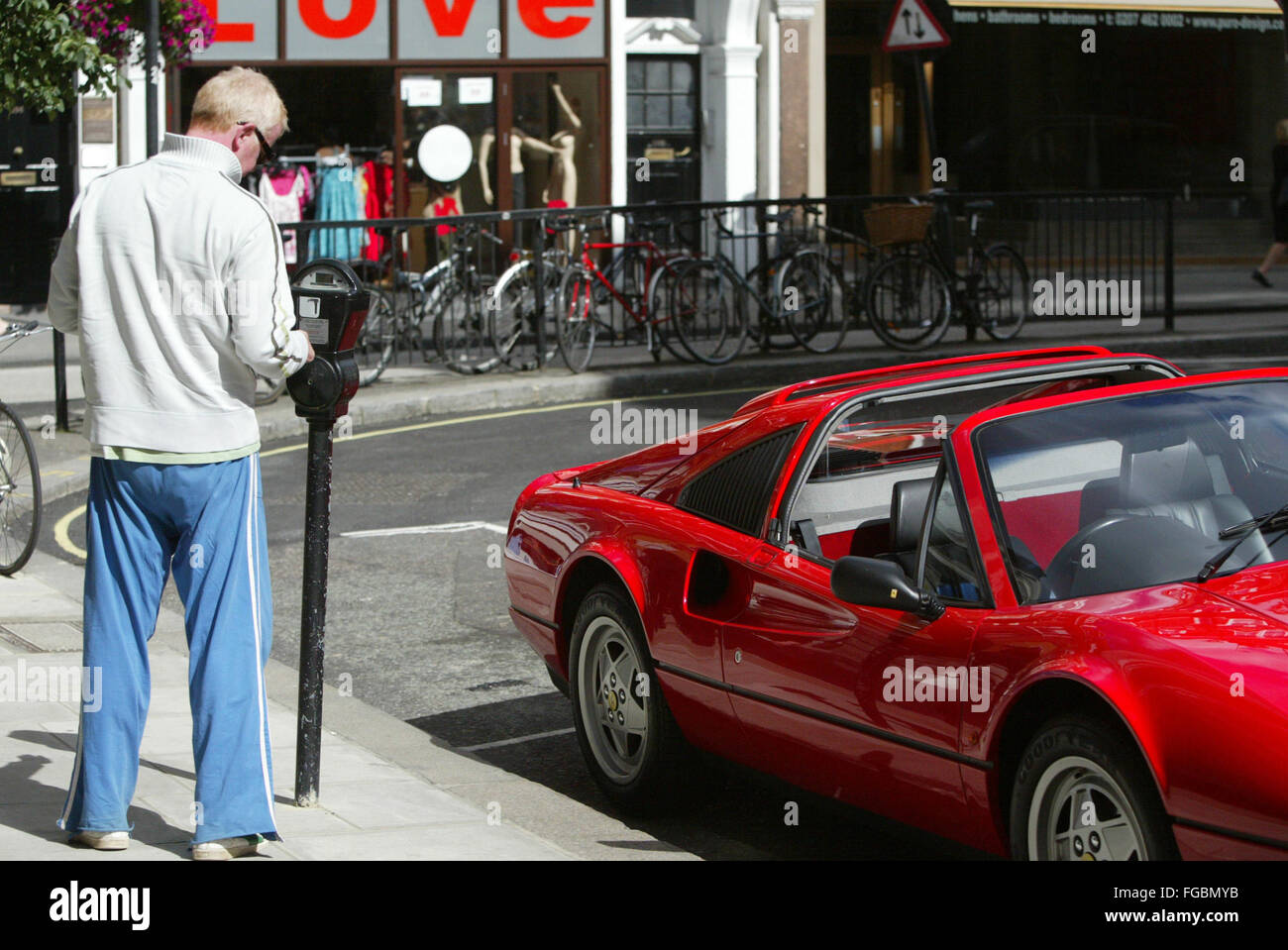 Chris Evans parks up a classic car a day to work, today ..Ferrari ...