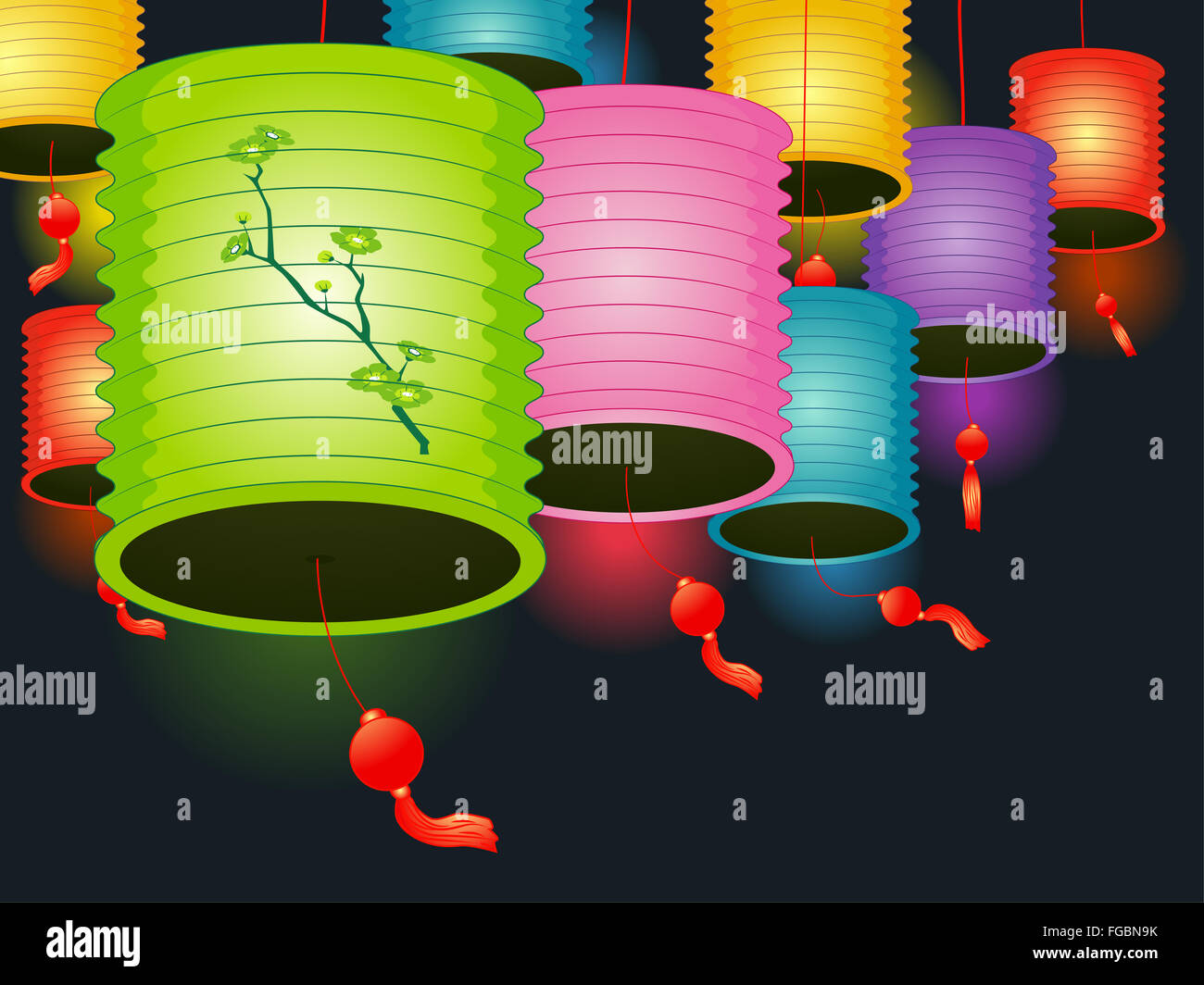 Illustration of Colorful Paper Lanterns Used as Decorations for a ...