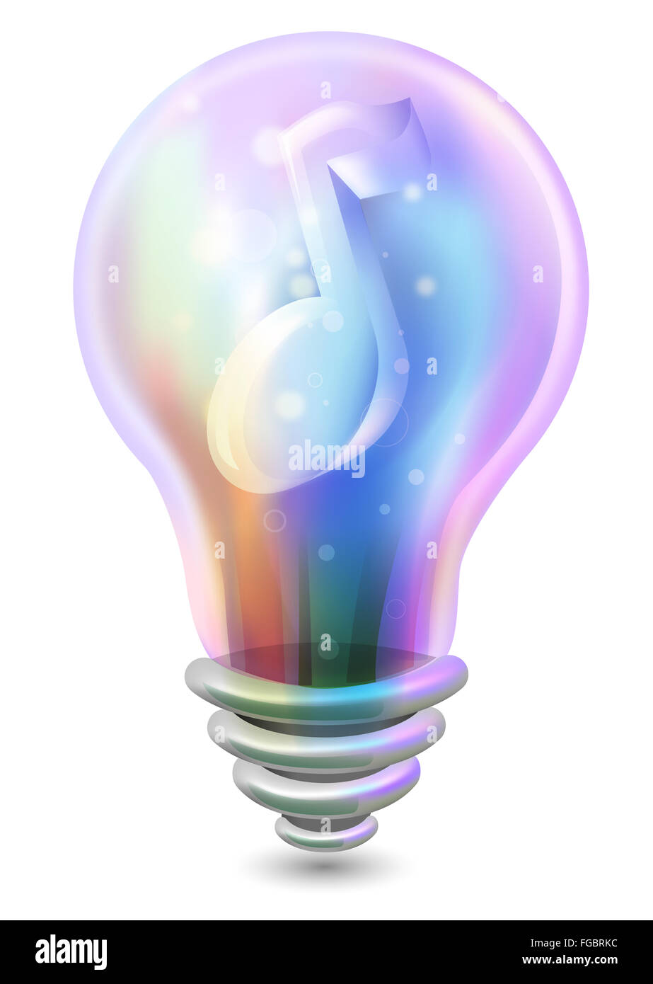 Colorful Illustration of a Light Bulb with a Music Note Inside It Stock ...