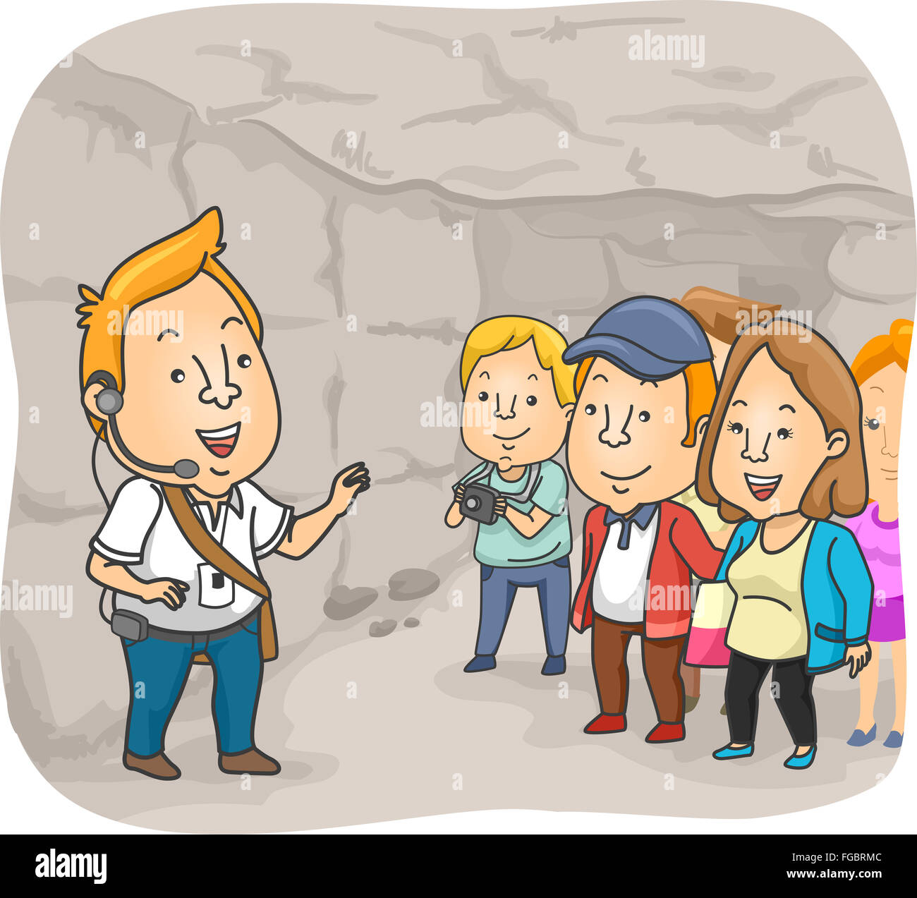 Illustration of a Tour Guide Delivering a Spiel Inside a Catacomb Stock ...