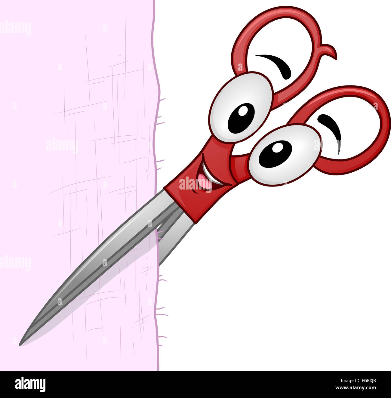 Mascot Illustration of a Pair of Scissors Cutting Through a Piece of ...