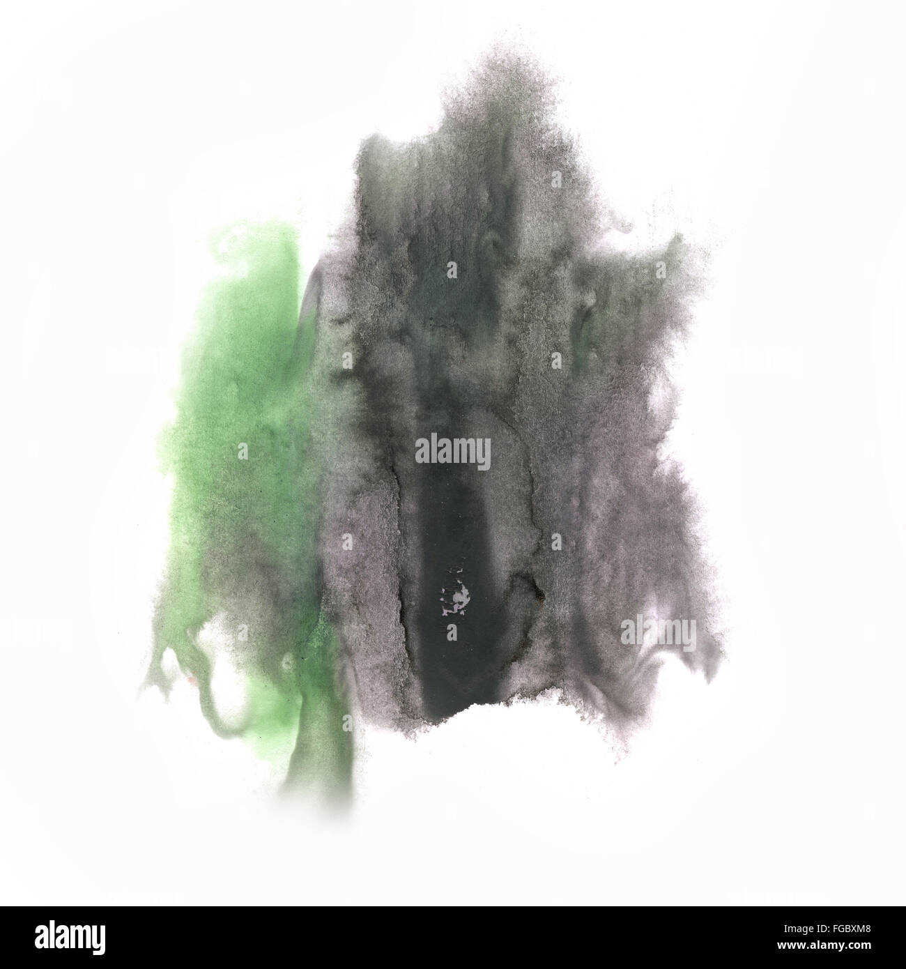 abstract black green splash watercolor ink blot watercolour isolated ...