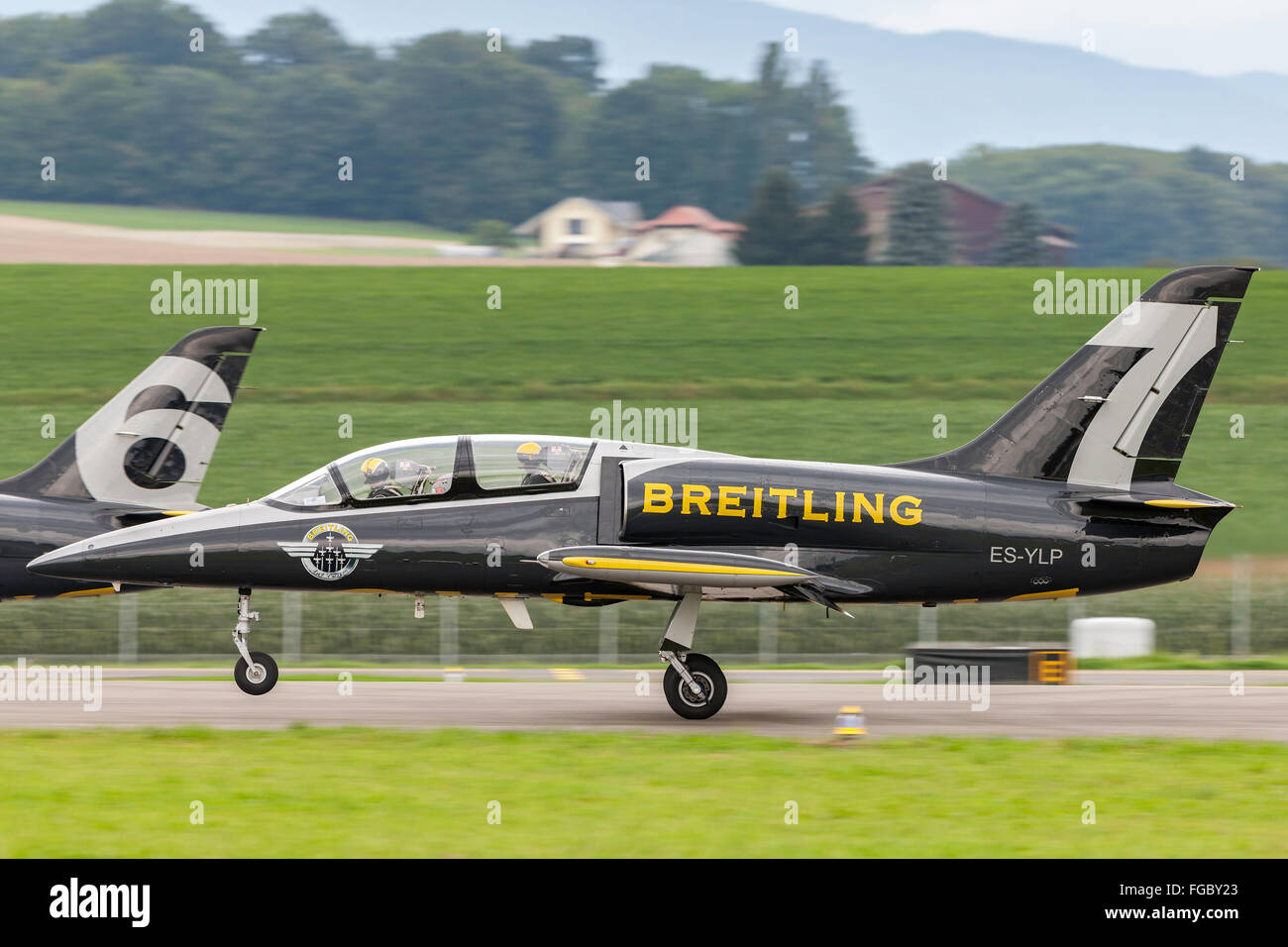 Aero L-39 Albatross trainer aircraft of the Breitling Jet Team Stock ...