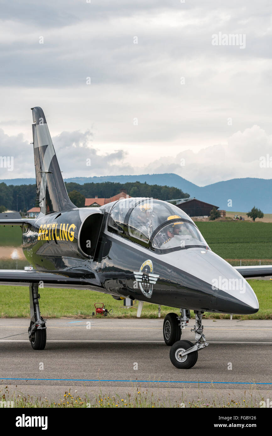 Aero L-39 Albatross trainer aircraft of the Breitling Jet Team Stock ...