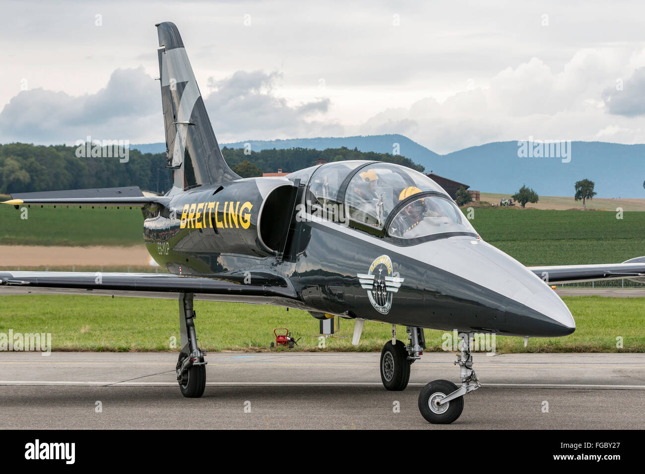 Aero L-39 Albatross trainer aircraft of the Breitling Jet Team Stock ...