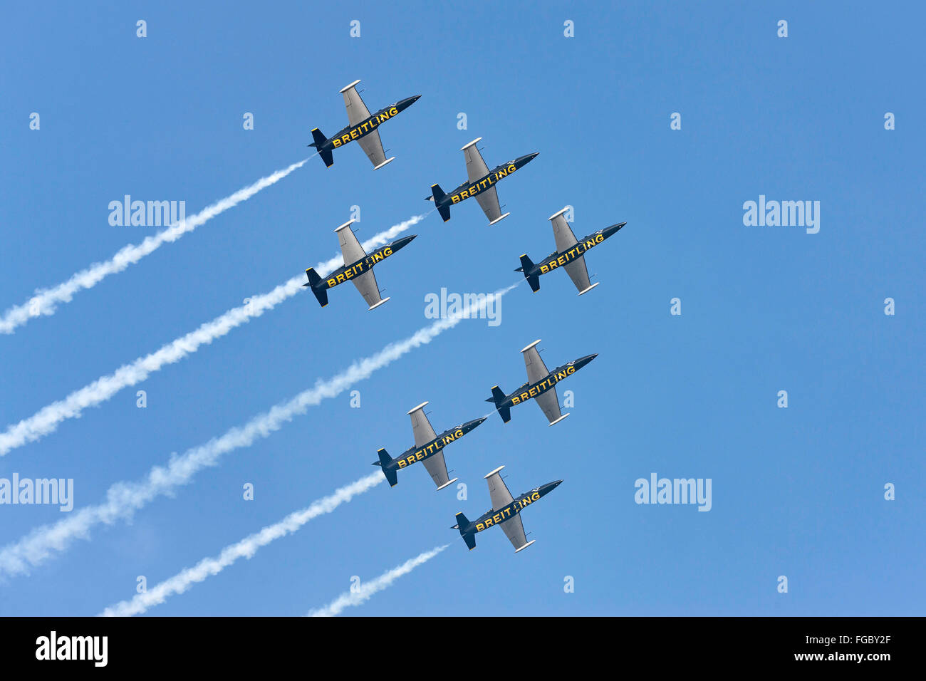 Aero L-39 Albatross trainer aircraft of the Breitling Jet Team Stock ...