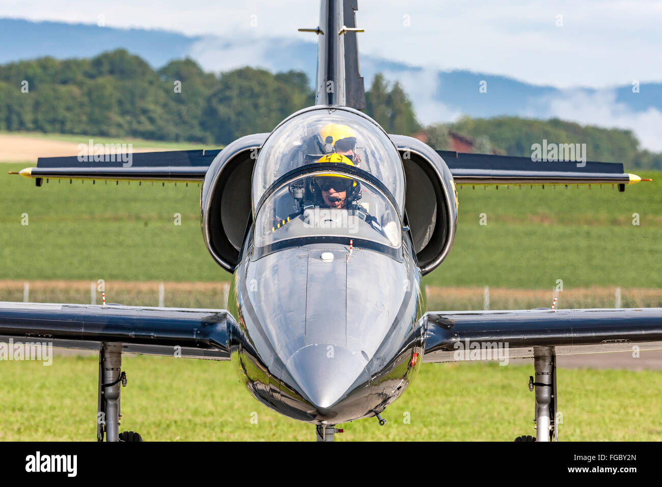 Aero L-39 Albatross trainer aircraft of the Breitling Jet Team Stock ...