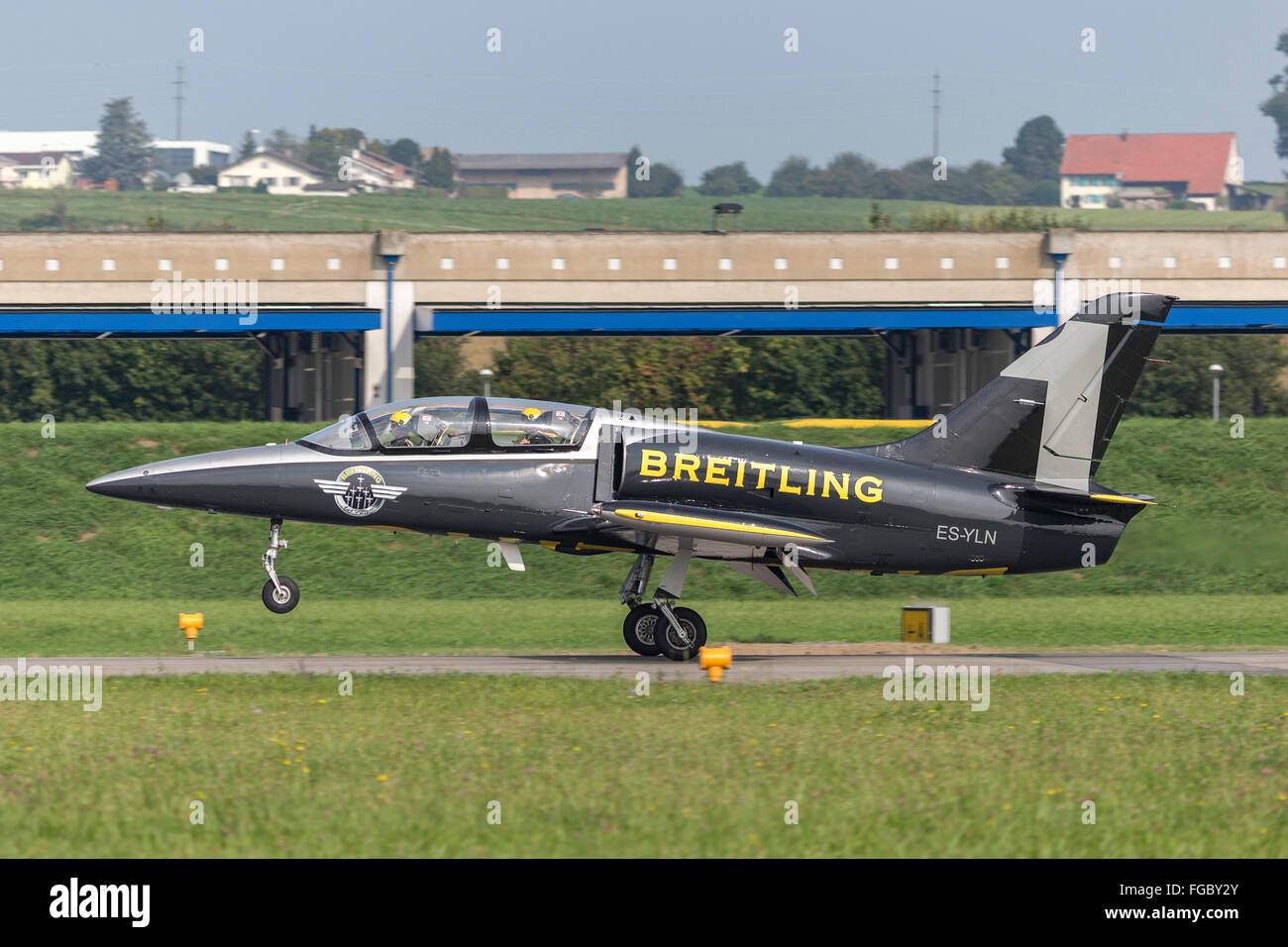 Aero L-39 Albatross trainer aircraft of the Breitling Jet Team Stock ...