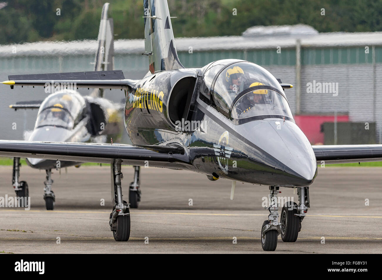 Aero L-39 Albatross trainer aircraft of the Breitling Jet Team Stock ...