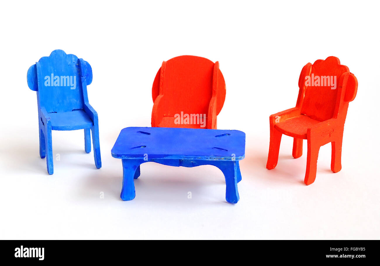 Chairs And Table On White Background Stock Photo - Alamy