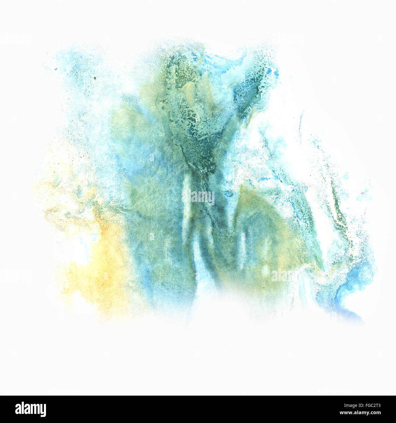 splash abstract watercolor ink blot watercolour yellow green isolated ...
