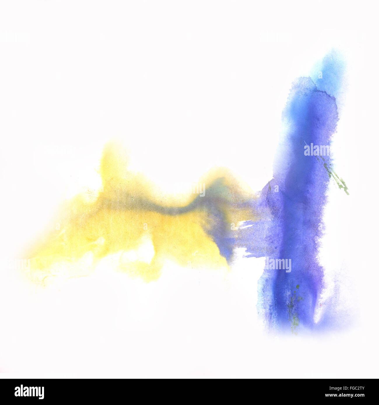 splash yellow blue abstract watercolor ink blot watercolour isolated ...