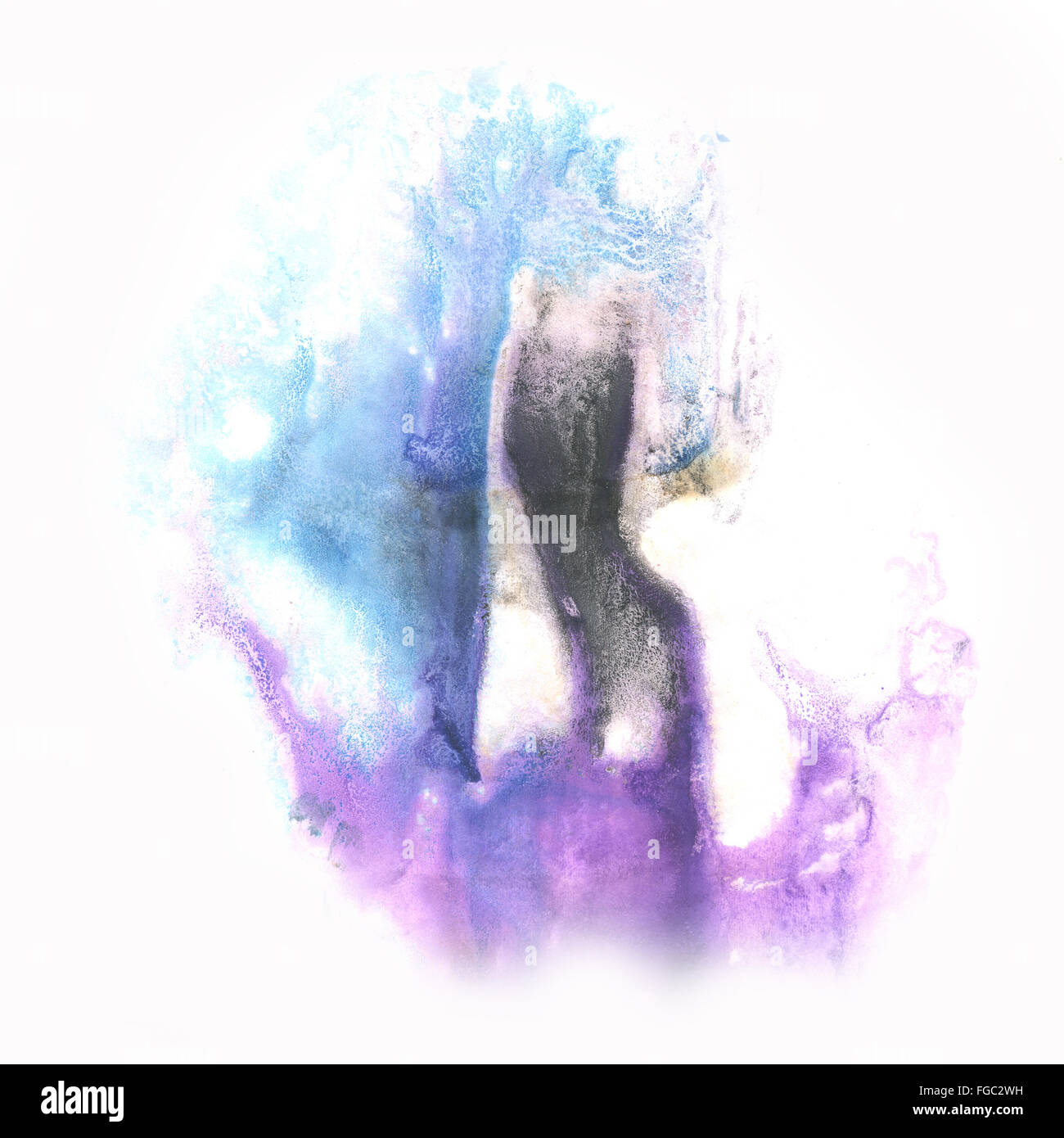 abstract splash black purple watercolor ink blot watercolour isolated ...