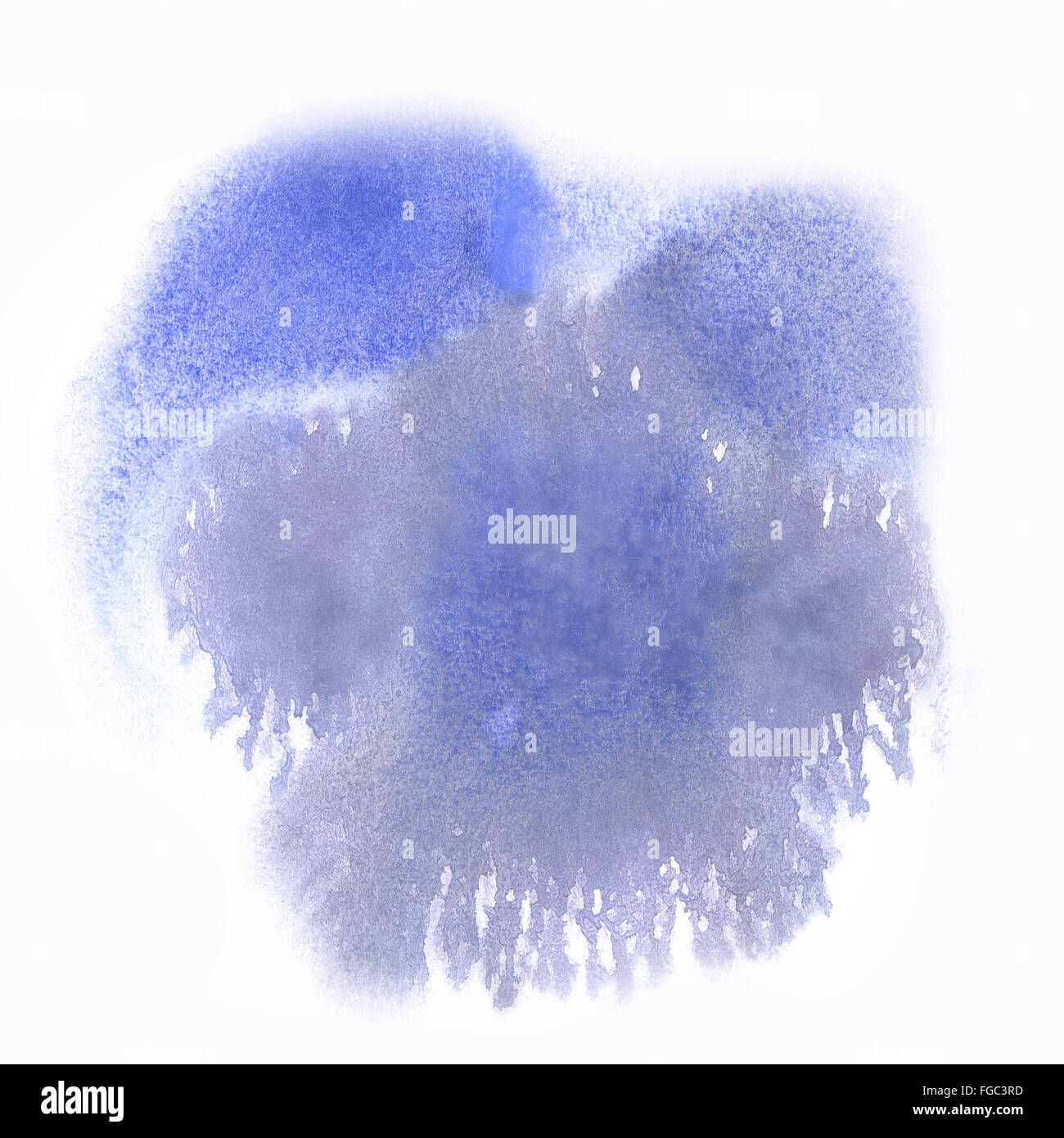 blue ink abstract watercolor blot splash watercolour isolated on white ...