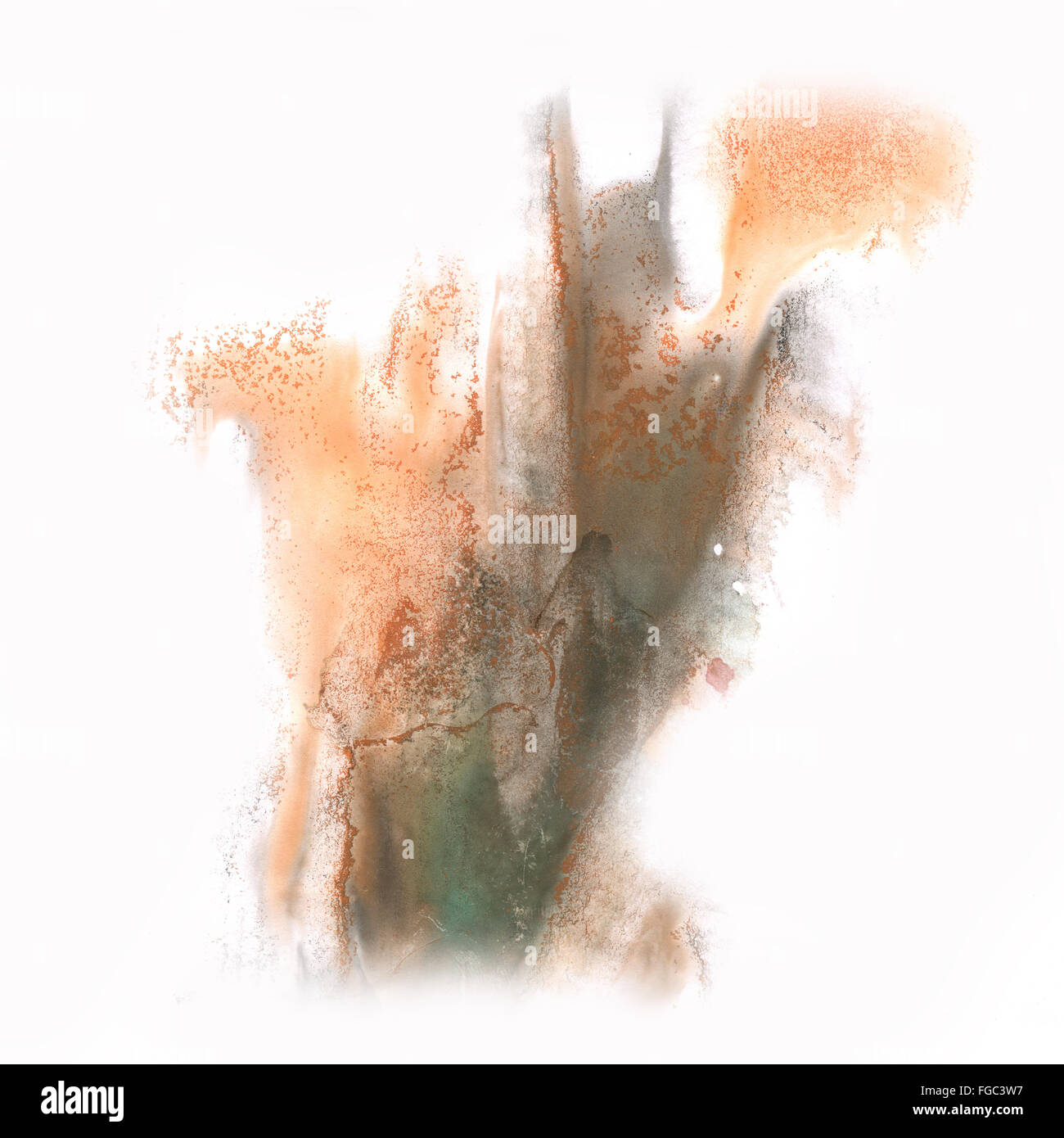 abstract watercolor ink blot splash brown watercolour isolated on white ...