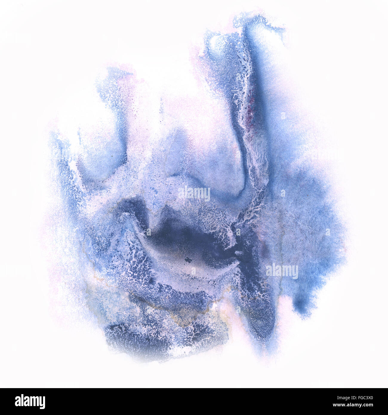 abstract splash watercolor blue ink blot watercolour isolated white ...