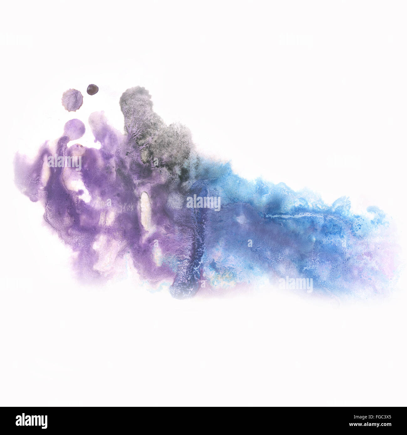 abstract black purple splash watercolor ink blot watercolour isolated ...