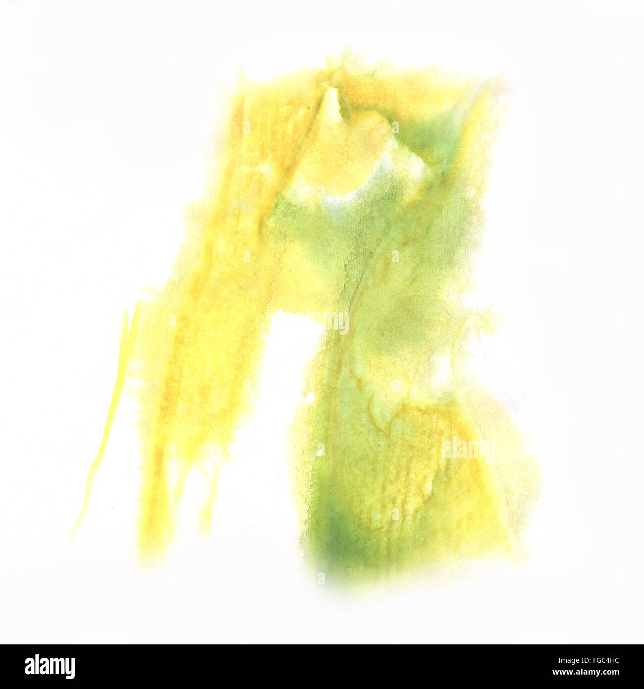 splash abstract yellow green watercolor ink blot watercolour isolated ...