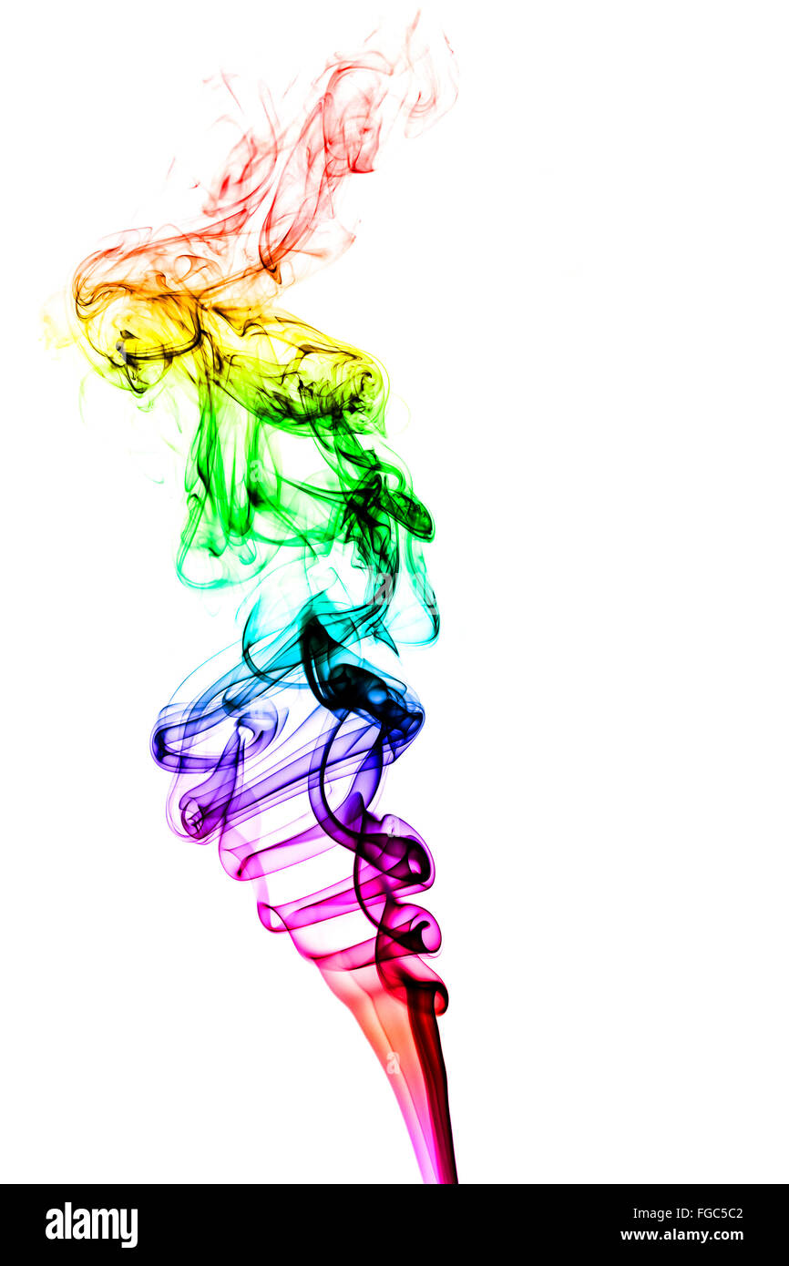 Colored smoke on white background Stock Photo - Alamy