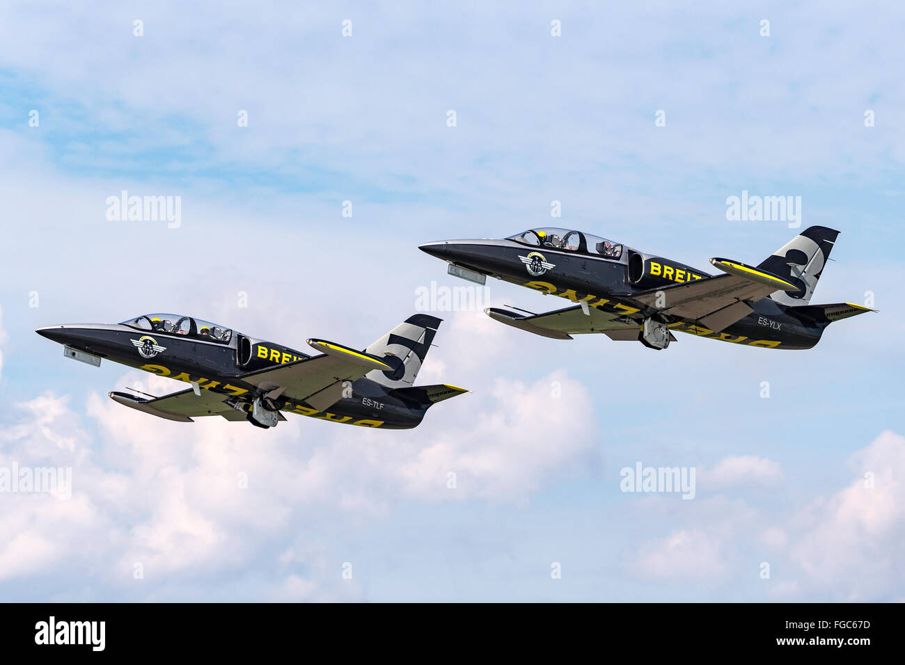 Aero L-39 Albatross trainer aircraft of the Breitling Jet Team Stock ...
