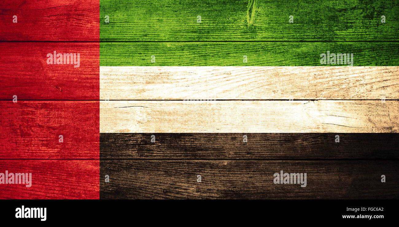 flag of the United Arab Emirates or banner on wooden background Stock ...