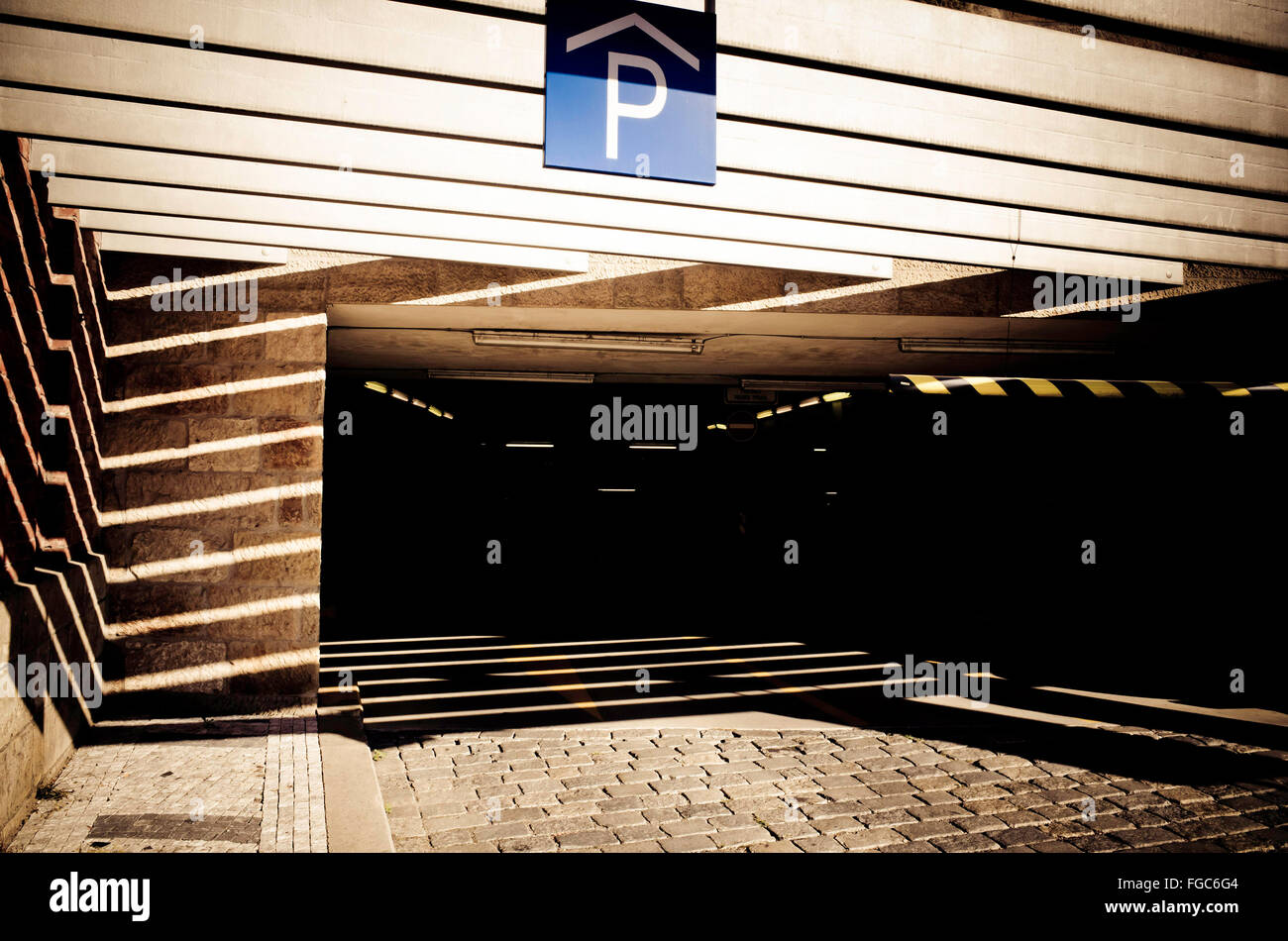 entrance of an underground parking lot for cars Stock Photo - Alamy