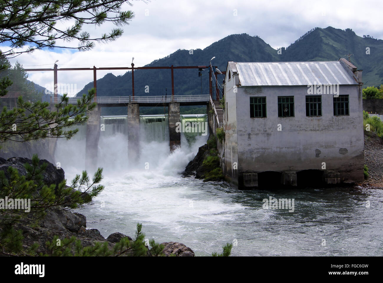 Old hydro power station on the mountain river Stock Photo - Alamy