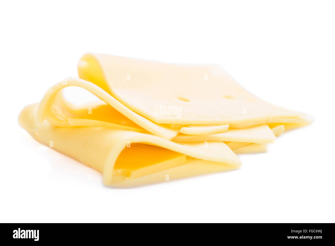 Sliced Cheese (detailed close-up shot) isolated on pure white ...
