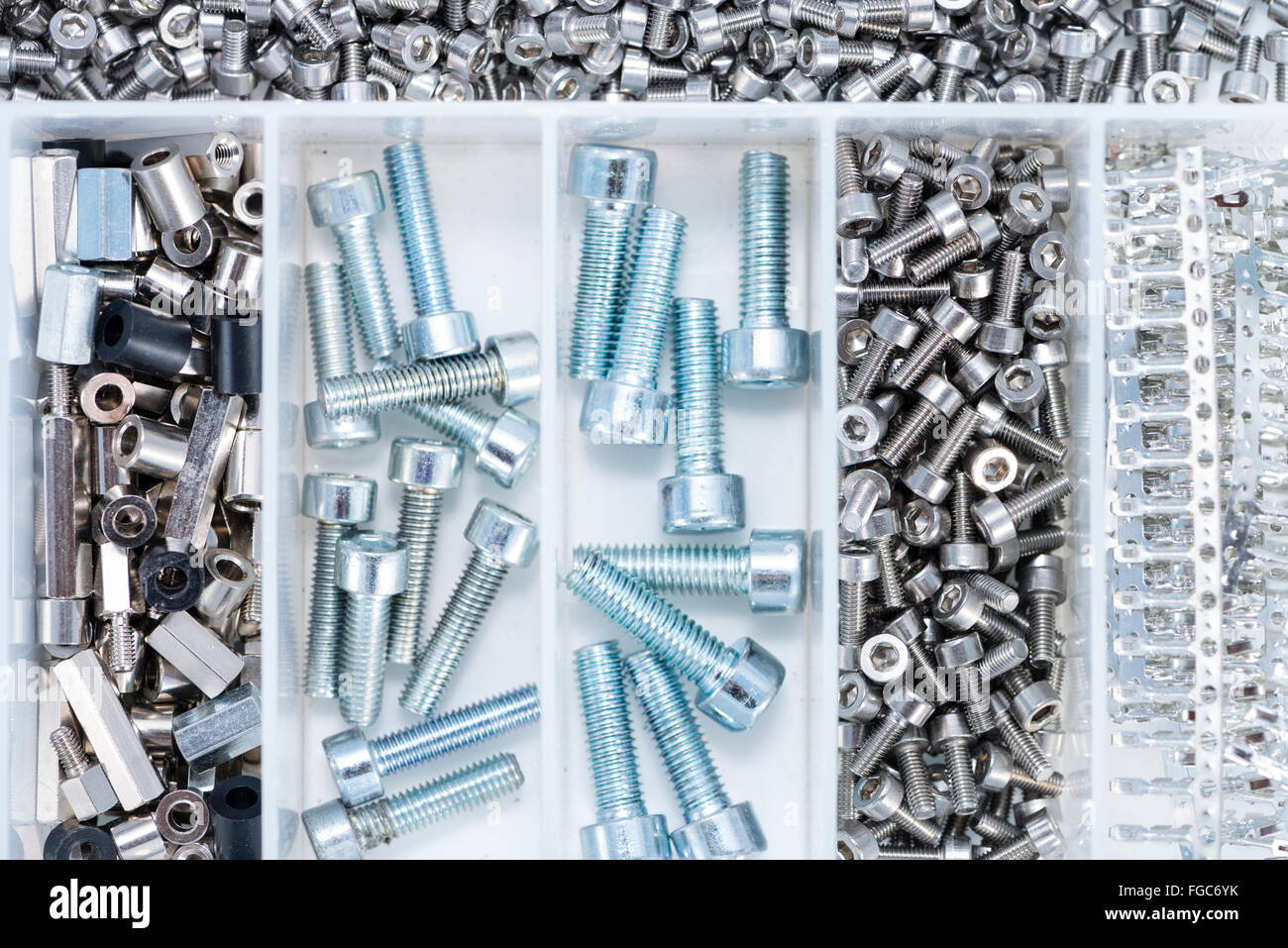 Screws and some other Machine Parts in a box Stock Photo - Alamy