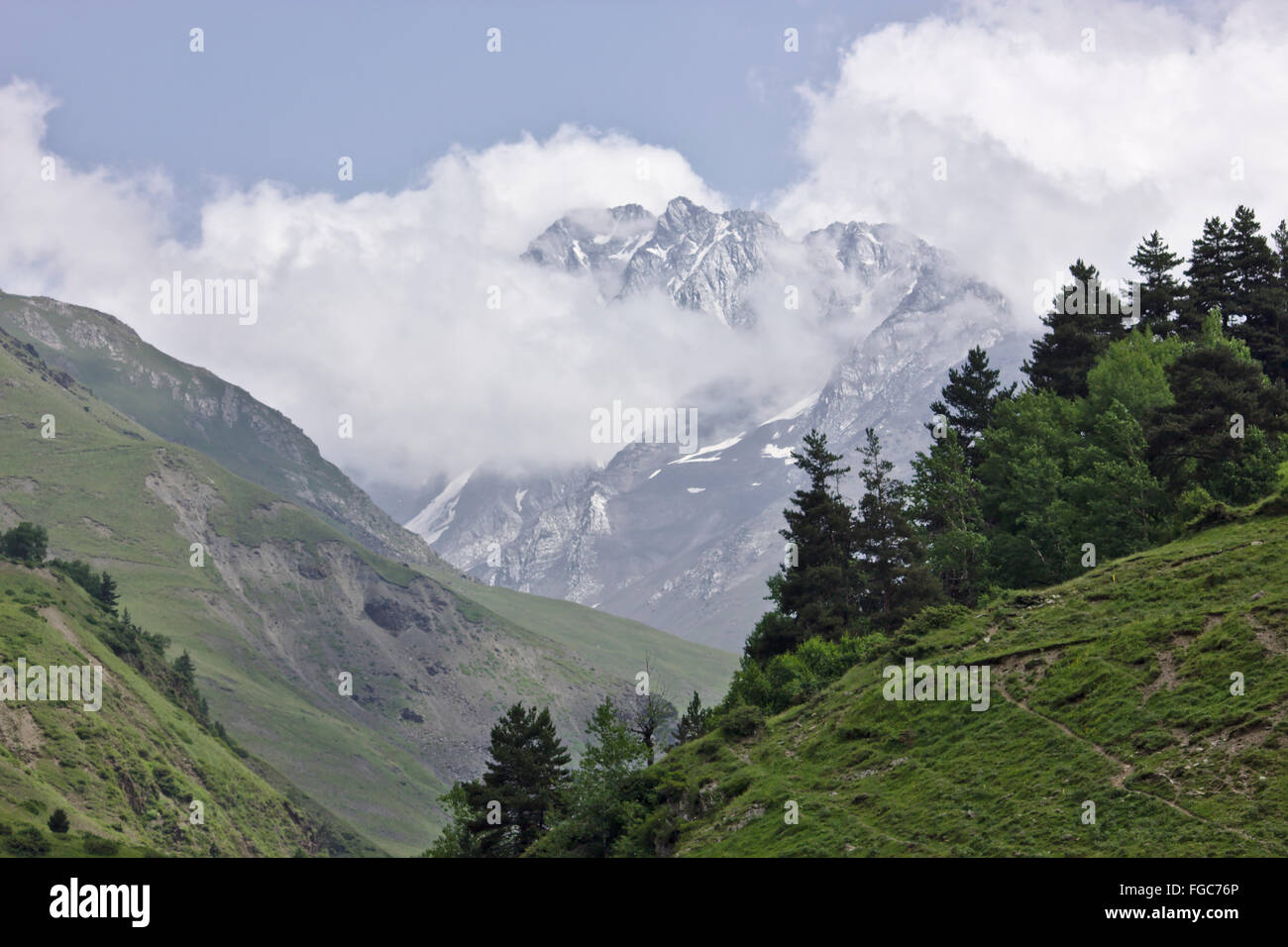 Mountain in the Tusheti Range bordering Georgia and Chechnya, near ...